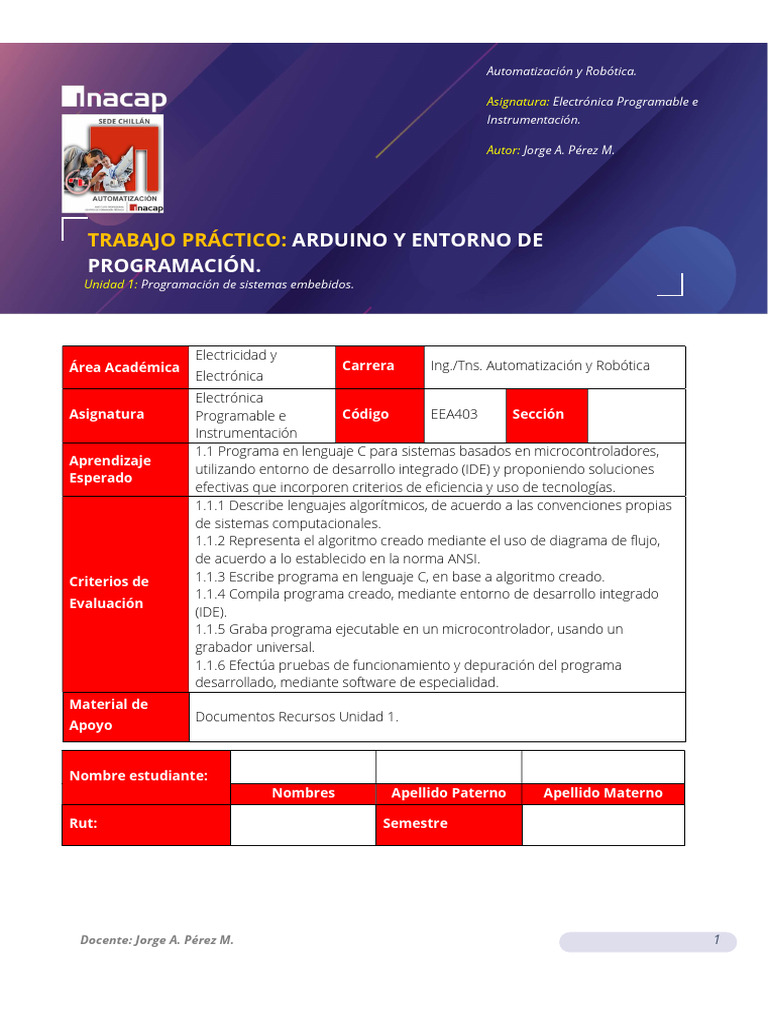 Trabajo PrÃ¡ctico 3 - U1 (EEA403) Arduino y Su Entorno de ProgramaciÃ N | PDF | Arduino ...