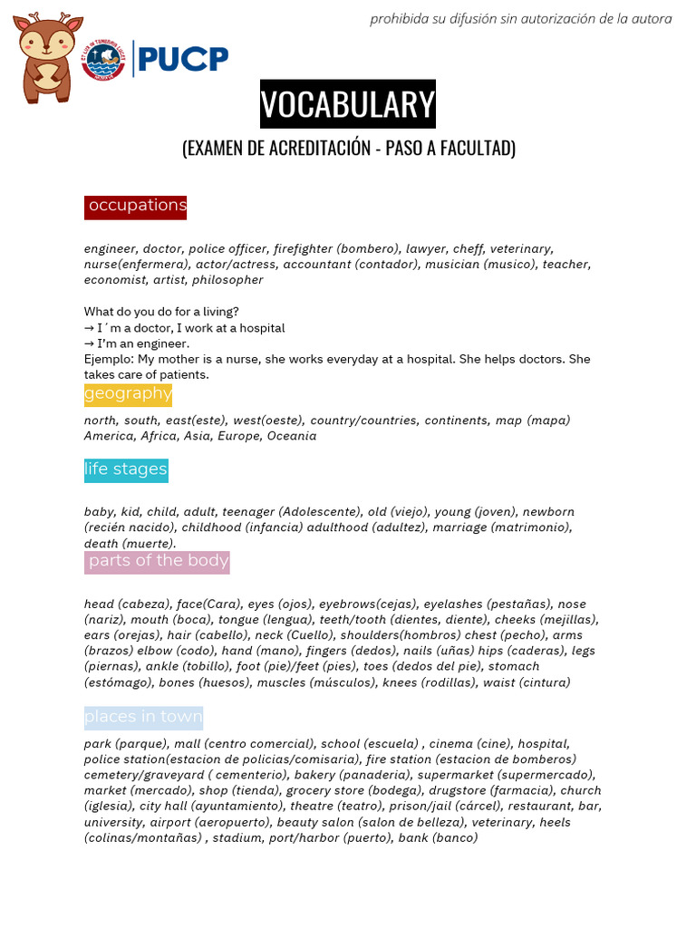 vocabulary (PASO A FACULTAD) .pdf | PDF