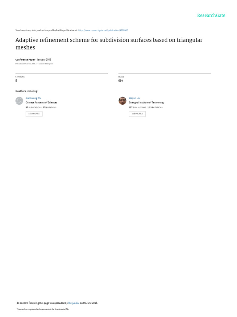 Adaptive Refinement Scheme For Subdivision Surface | PDF | Vertex ...