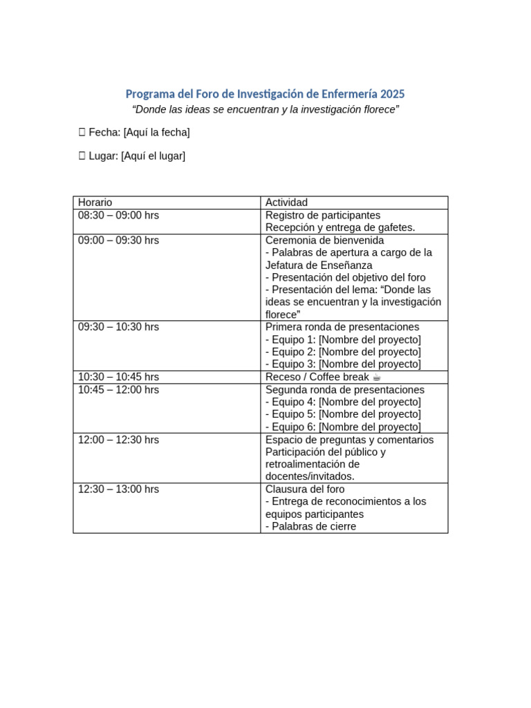 Programa Foro Enfermeria 2025 | PDF