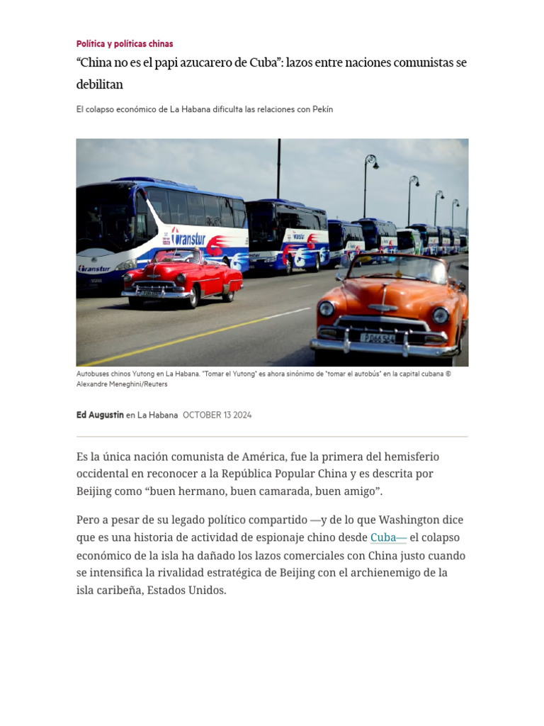 "China No Es El Papi Azucarero de Cuba" - Lazos Entre Naciones ...