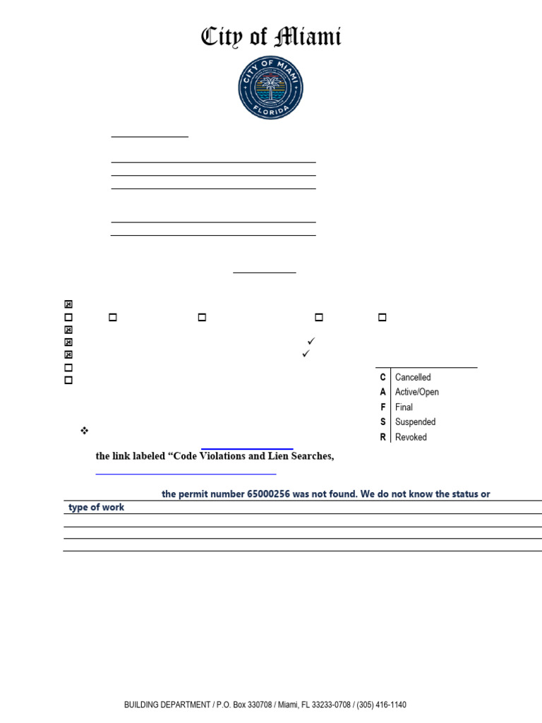 Miami Building Department Permit Status | PDF