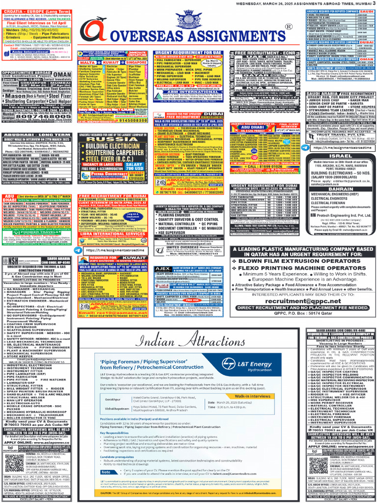 Assignments Abroad Times 26 March | PDF