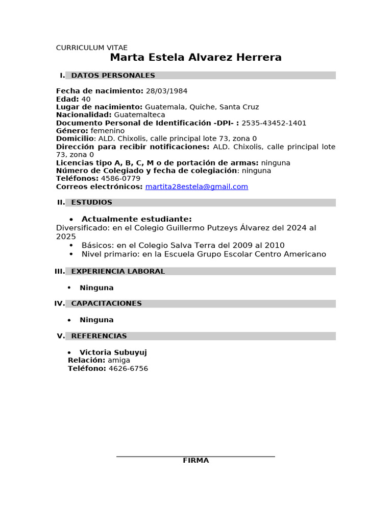 CV de Marta Estela Alvarez Herrera | PDF