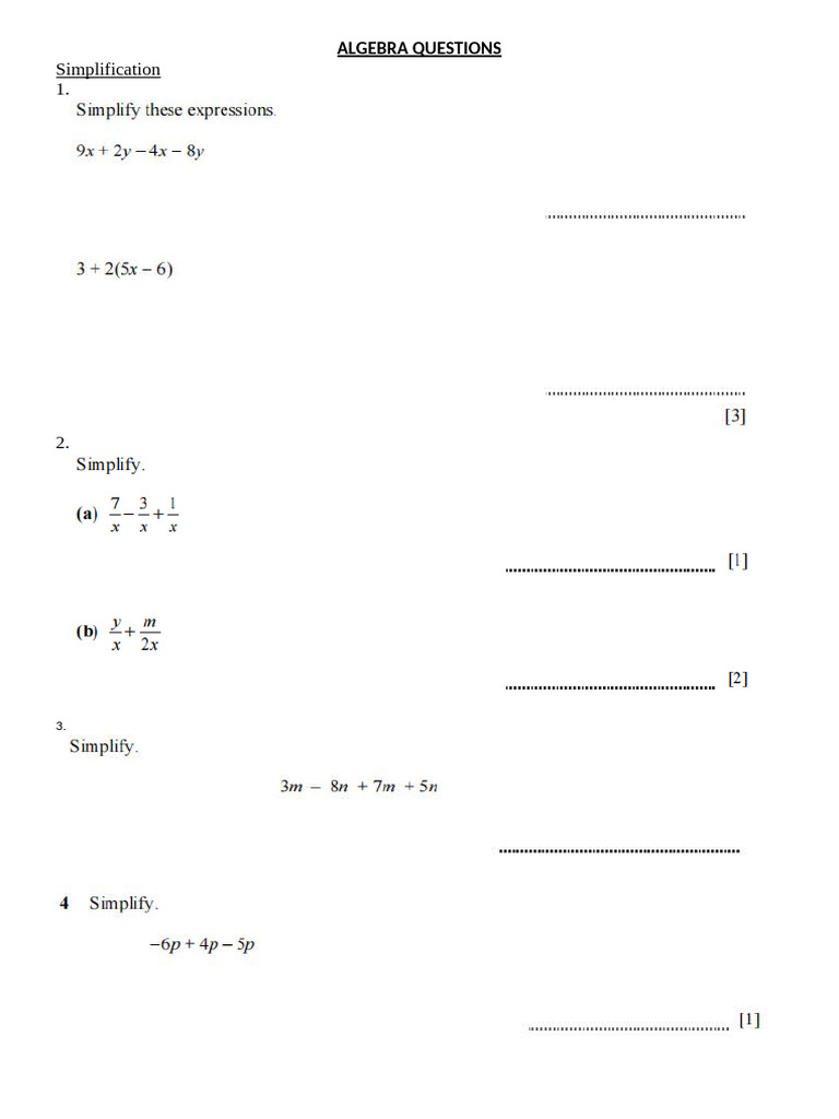 Checkpoint Maths Algebra Questions | PDF