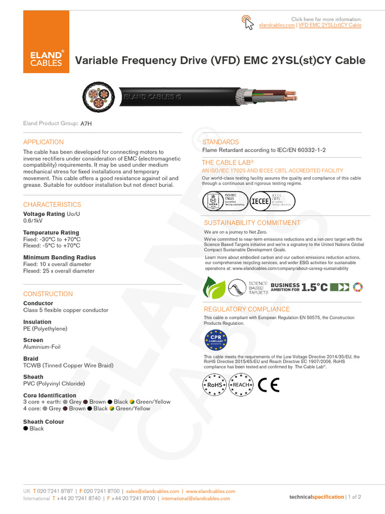 Variable Frequency Drive VFD Emc 2ysl ST Cy Cable | PDF ...