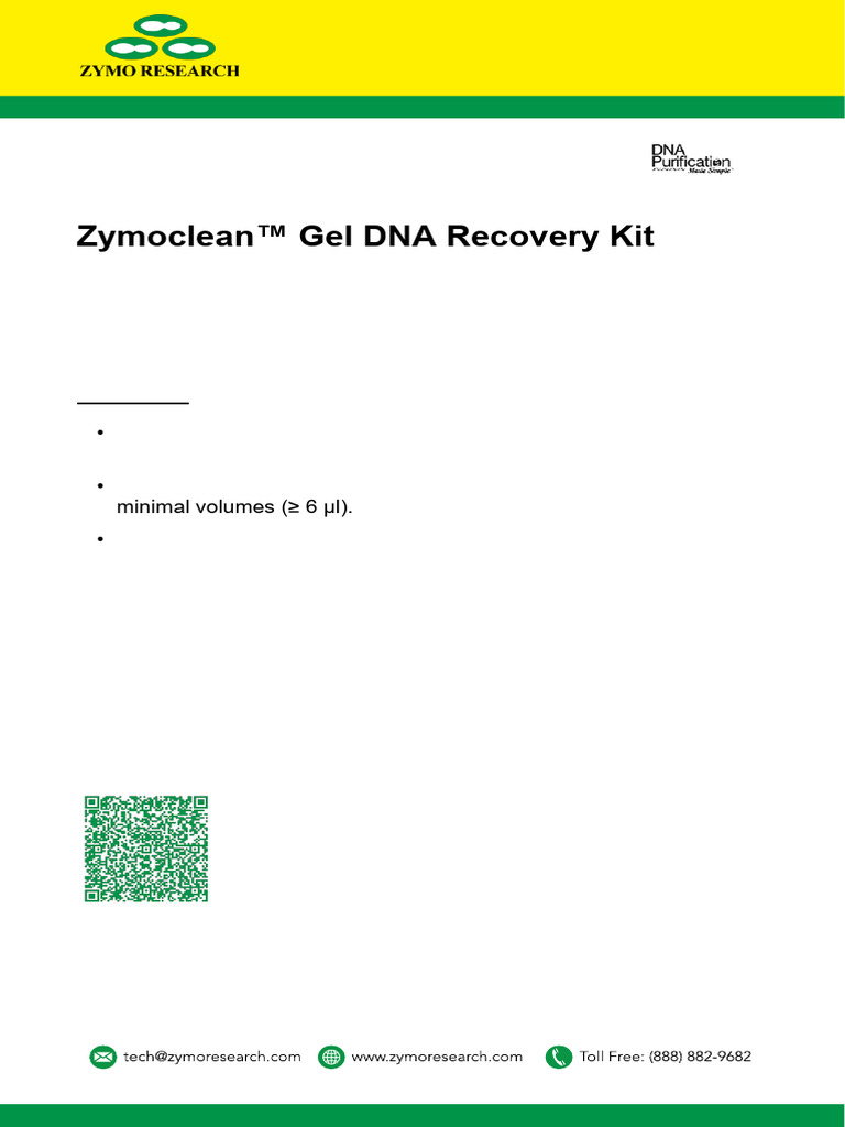 d4001t d4001 d4002 d4007 d4008 Zymoclean Gel Dna Recovery Kit | PDF ...