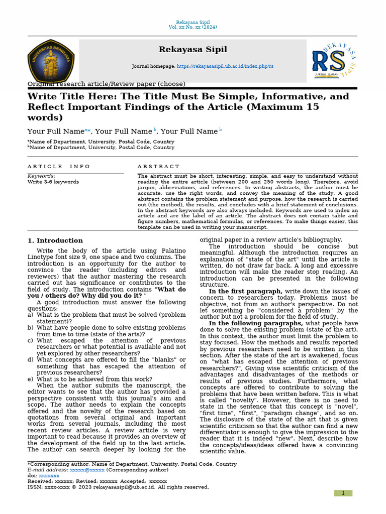 Rekayasa Sipil Template-OTH | PDF | Experiment | Truth