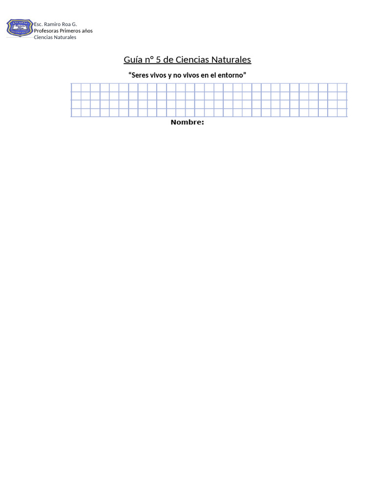 GUIA 5 DE CIENCIAS SERES VIVOS Y NO VIVOS | PDF