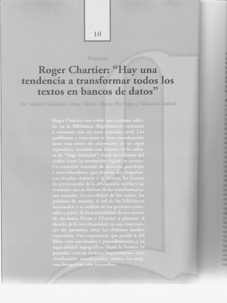 Chartier en La Biblioteca Tecnología y Lectura | PDF