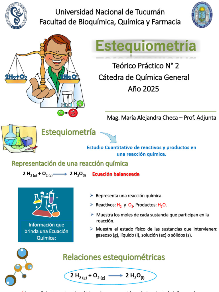 TEÓRICO PRÁCTICO - Estequiometria 2025. | PDF | Estequiometría | Reacciones químicas