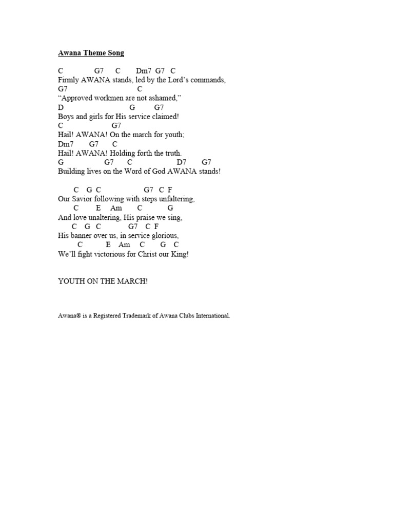 Awana Theme Song Guitar | PDF