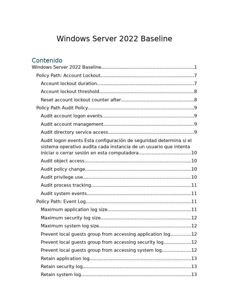 Windows Server 2022 Baseline | PDF | Computer Access Control | System Software