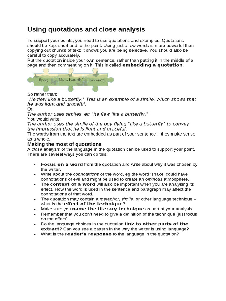 Using Quotations and Close Analysis | PDF