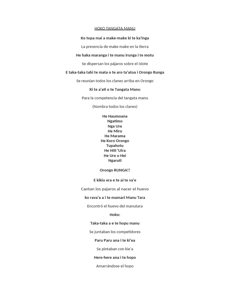 Ceremonia del Tangata Manu Rapa Nui | PDF
