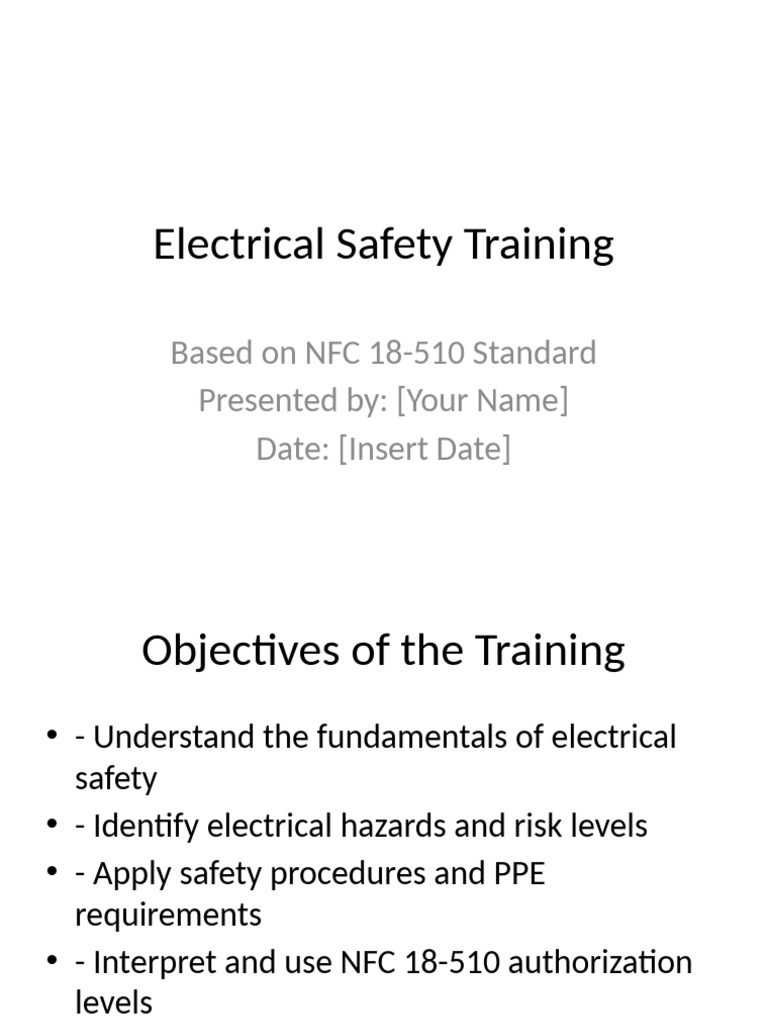 NFC 18-510 Electrical Safety Training | PDF | Personal Protective ...