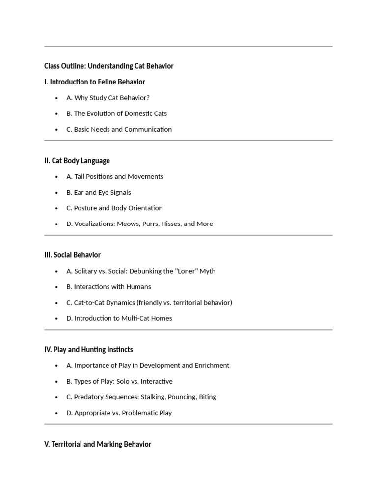 Understanding Cat Behavior Outline | PDF
