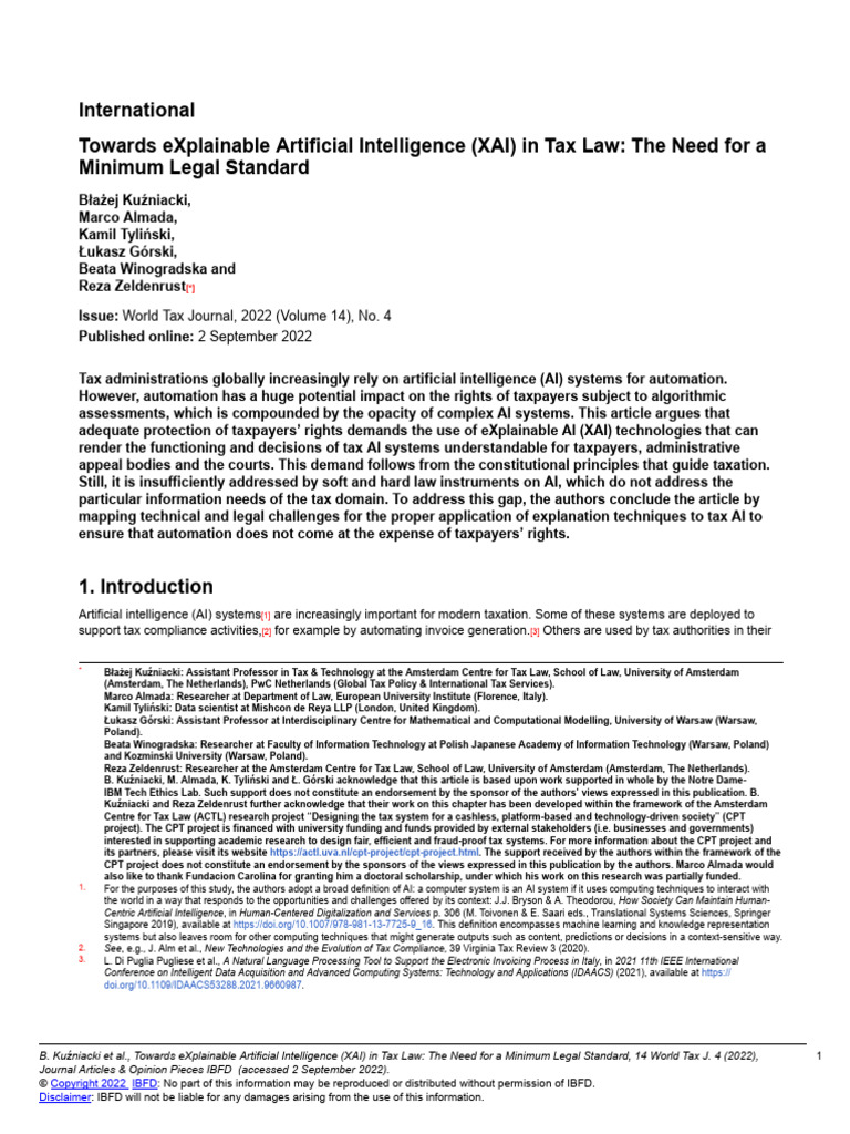 Towards_eXplainable_artificial_intelligence_in_tax_law_2022 | PDF | Artificial Intelligence ...