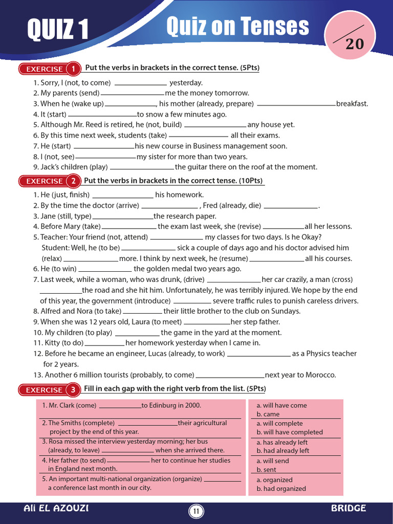 lesson-Quiz-exercises-1-Tenses2bac | PDF