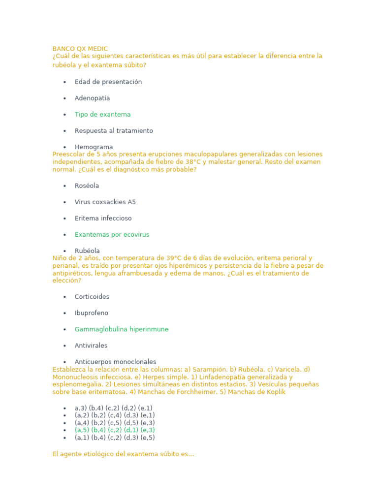 Banco QX Medic Pedi | PDF | Sarampión | Medicina