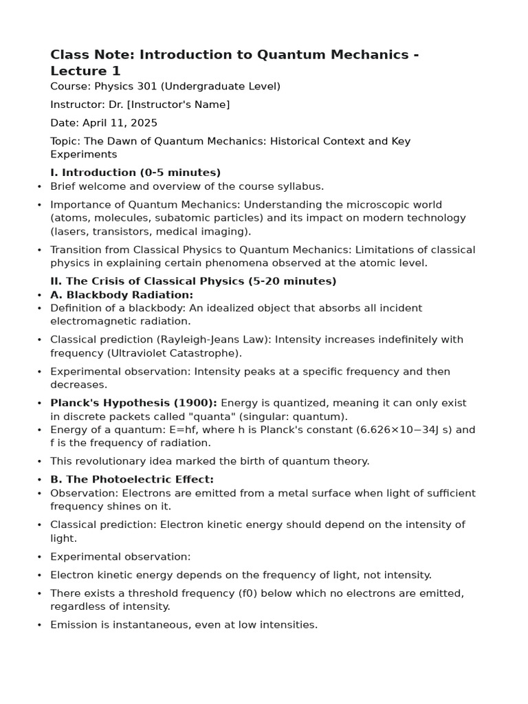Introduction To Quantum Mechanics | PDF | Electron | Photoelectric Effect