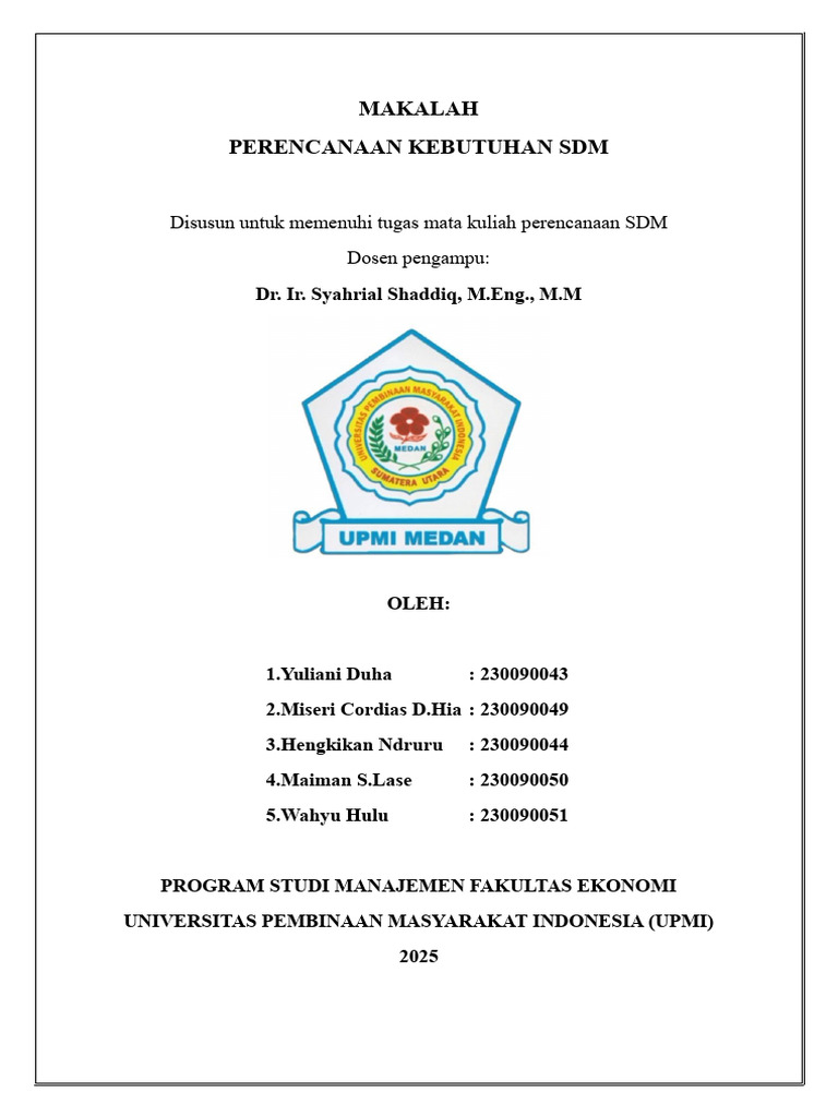 Perencanaan SDM KLMPK 1 | PDF