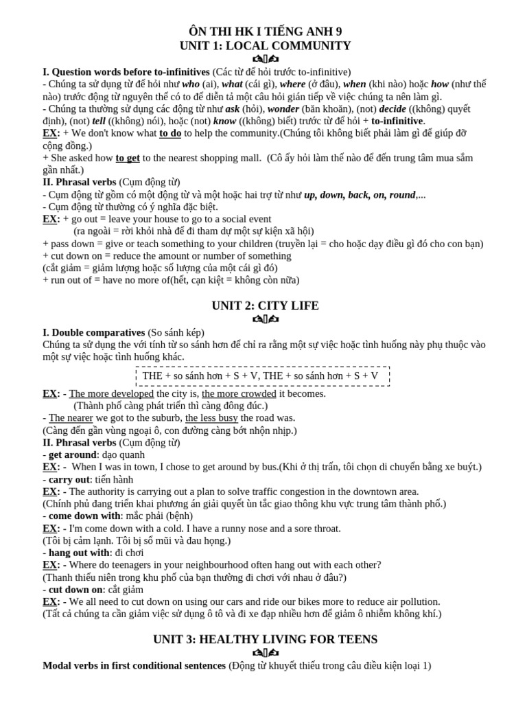 On Thi HK I Anh 9 | PDF