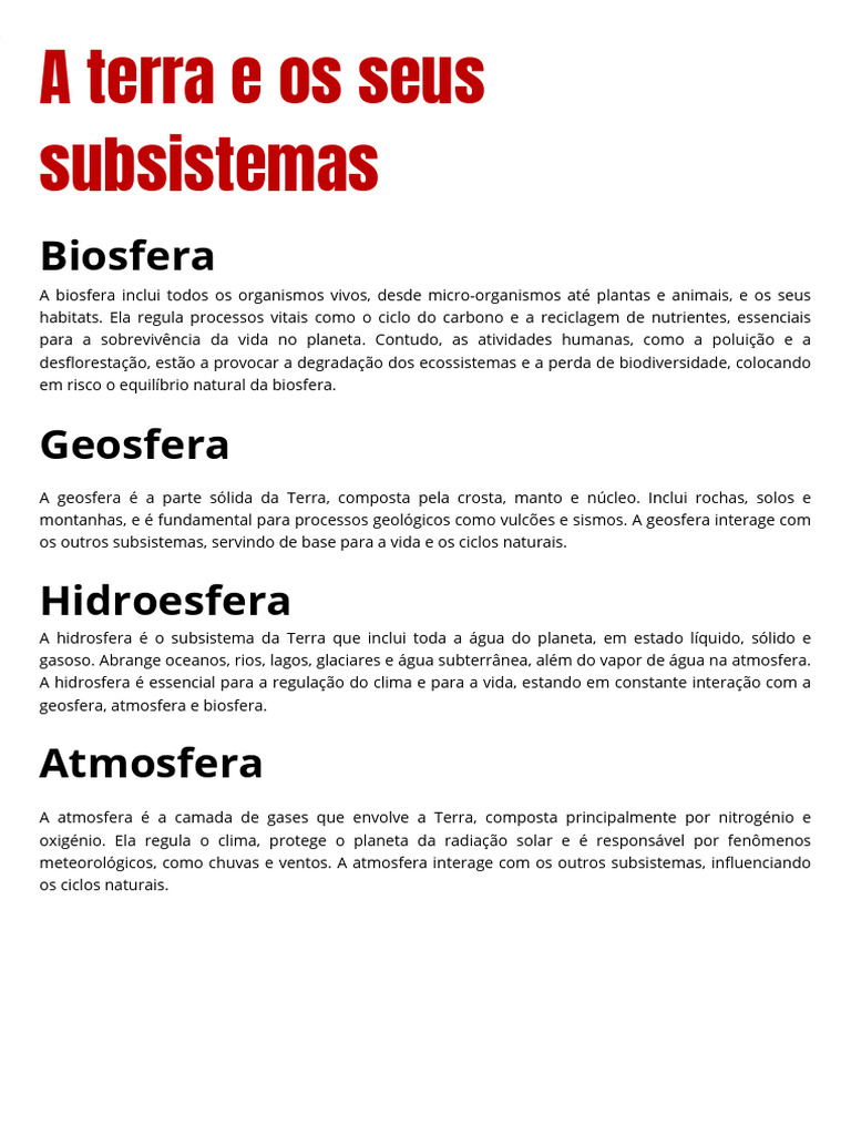 Que Subsistemas Constituem o Sistema Terra PDF | PDF