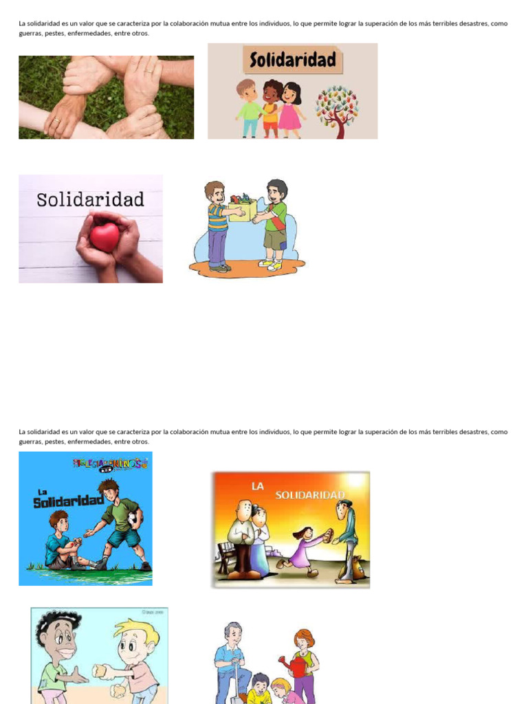 La Solidaridad Es Un Valor Que Se Caracteriza Por La Colaboración Mutua ...