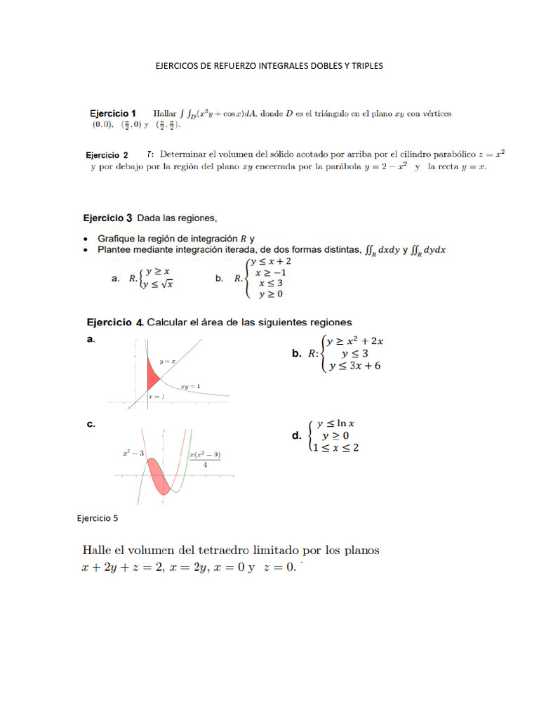 Ejercicios de refuerzo integrales multiples | PDF