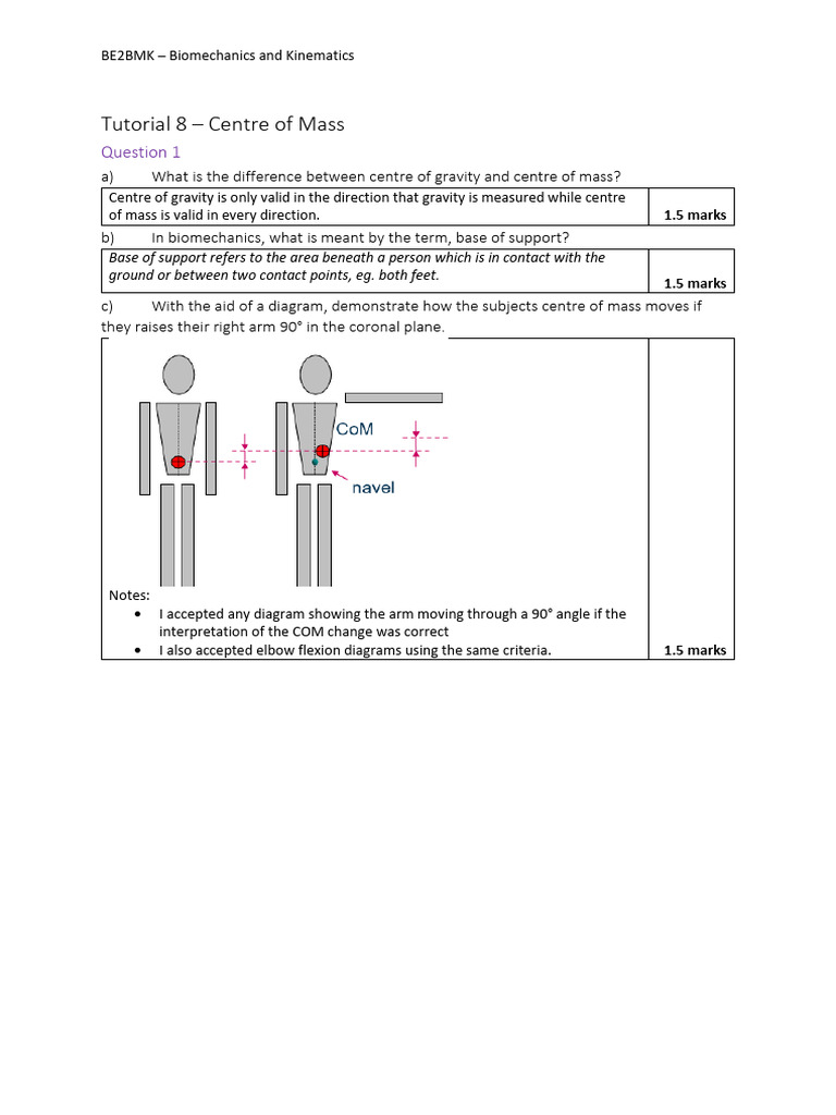 T07 - Centre of Mass Solutions Updated Version | PDF | Arm | Foot