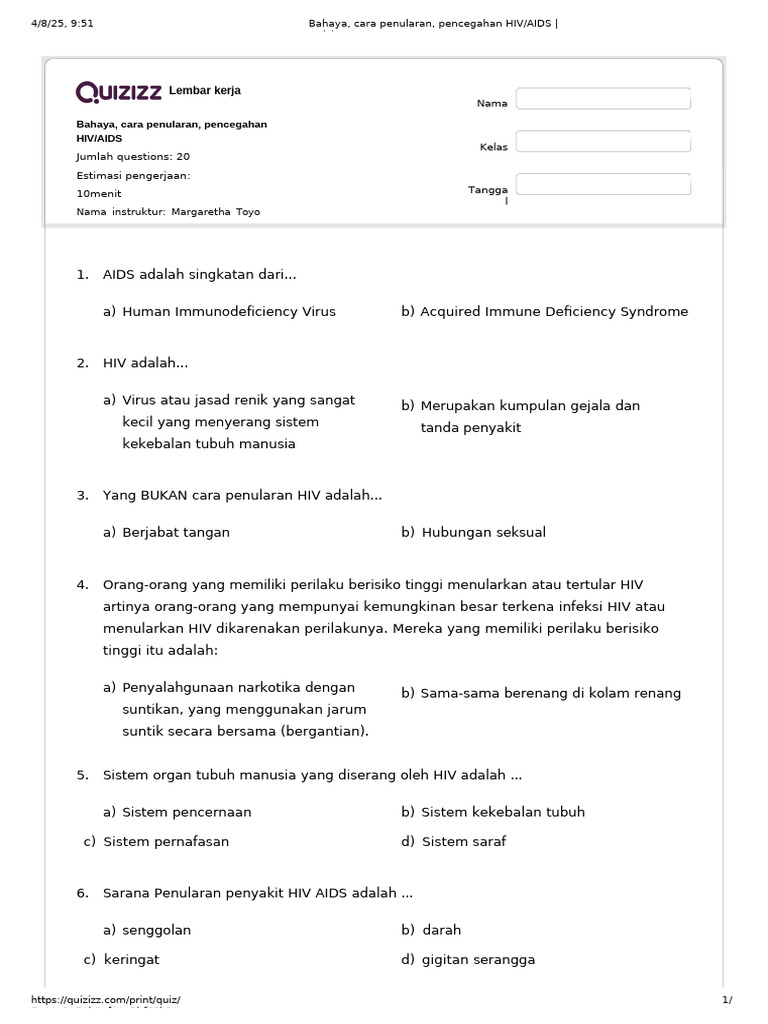 Cara Penularan dan Pencegahan HIV/AIDS | PDF