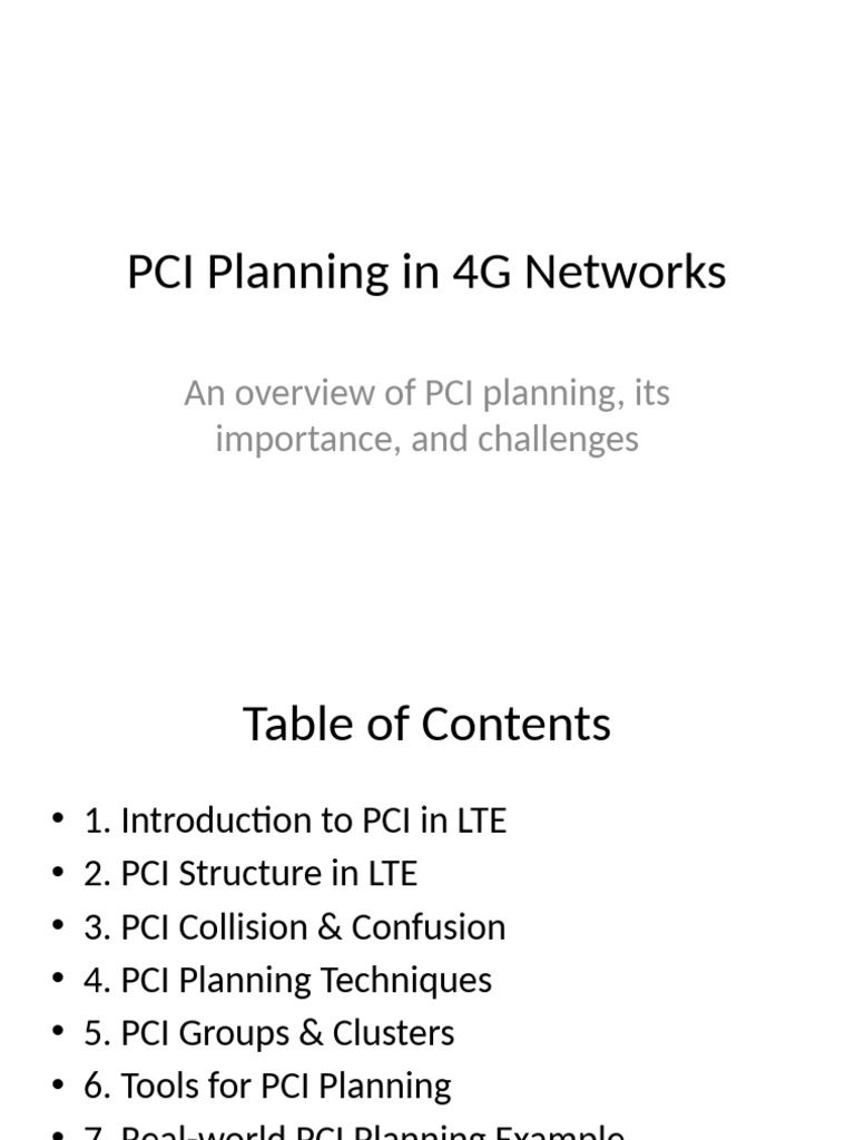 PCI Planning in 4G Networks Overview | PDF