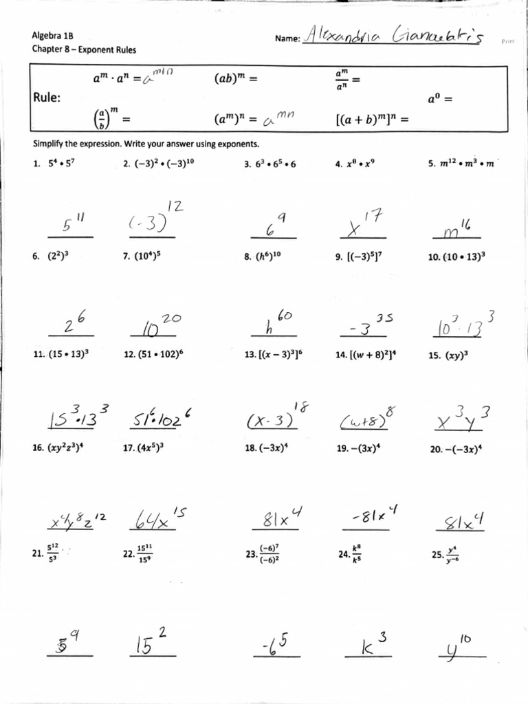 Simplifying Expressions with Exponents | PDF | Mathematics | Algebra