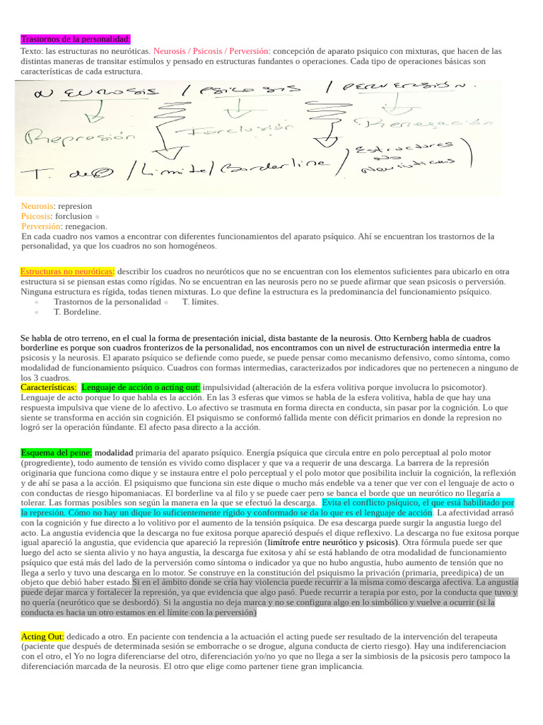 Trastorno Personalidad | PDF | Neurosis | Psique (psicología)