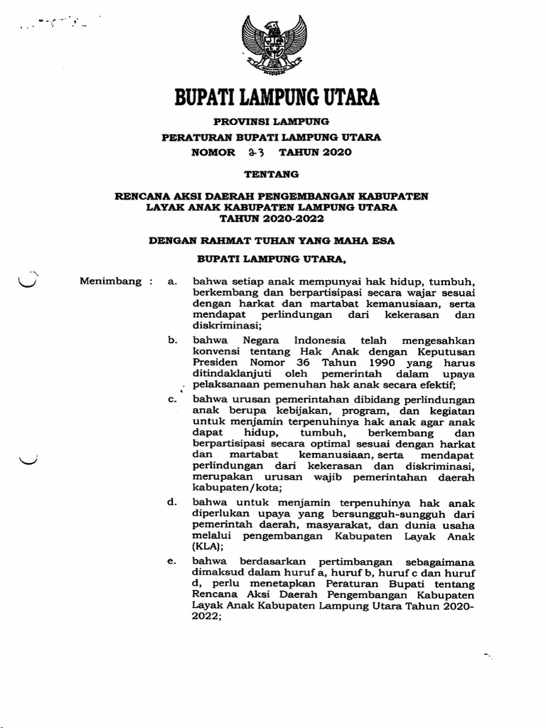 Perbup Nomor 23 Tahun 2020 | PDF