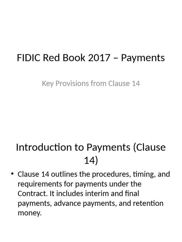 FIDIC 2017 Payment Procedures Overview | PDF