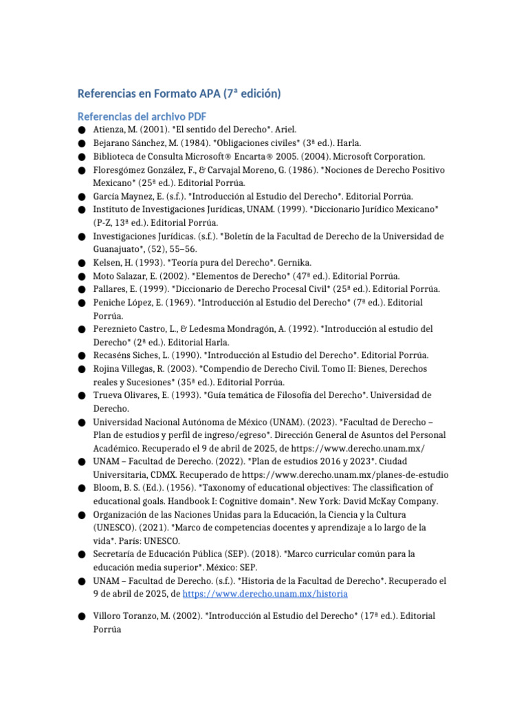 Referencias APA Licenciatura Derecho UNAM | PDF | Justicia | Crimen y ...