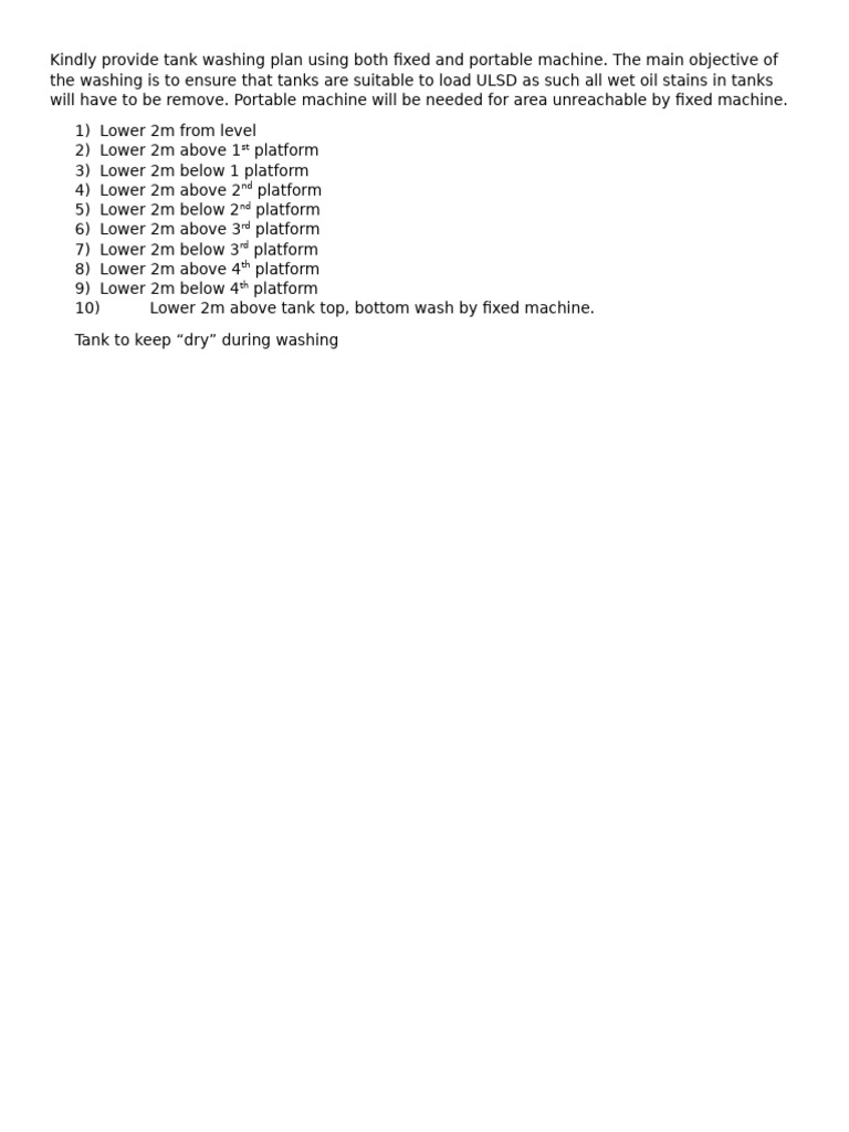 Tank Washing Plan | PDF