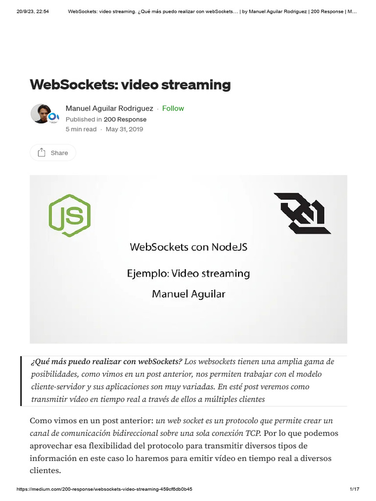 Streaming de video con WebSockets | PDF | Streaming Media | Servidor ...