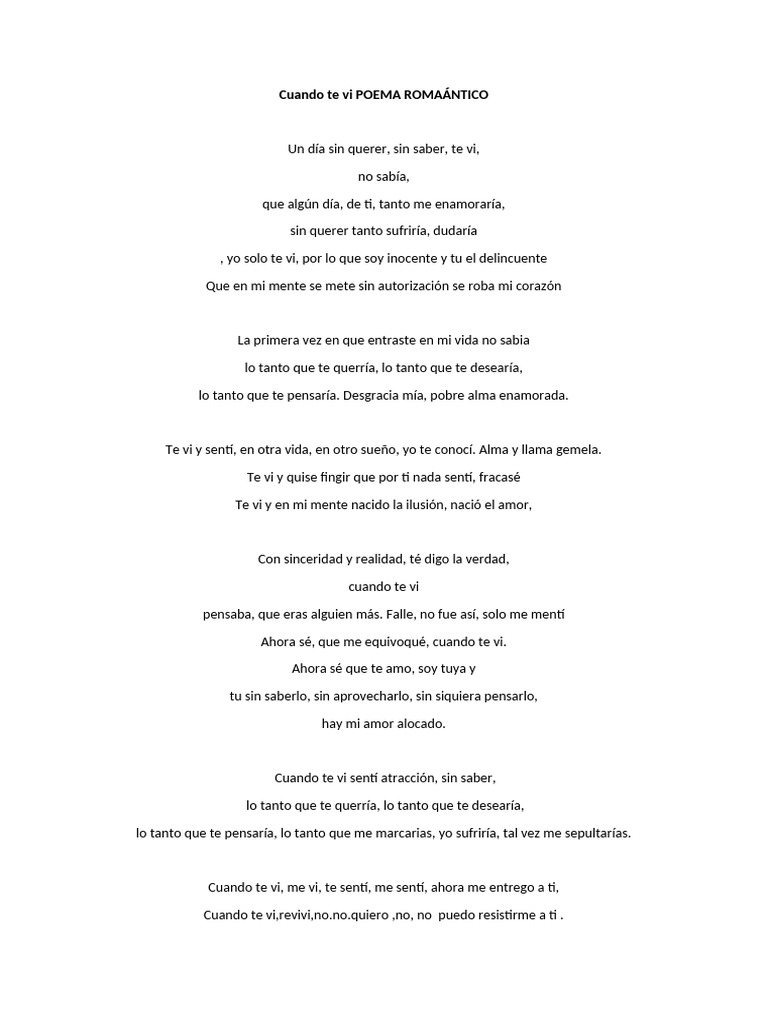 Cuando te vi: Poema de amor | PDF