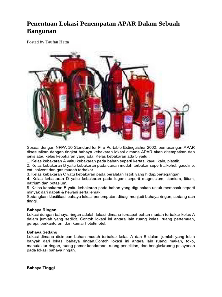 Panduan Penempatan APAR yang Tepat | PDF