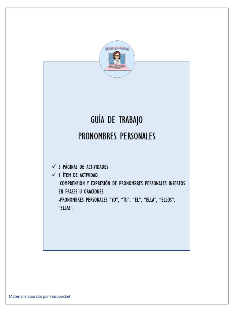 Guía Trabajo Pronombres Personales | PDF