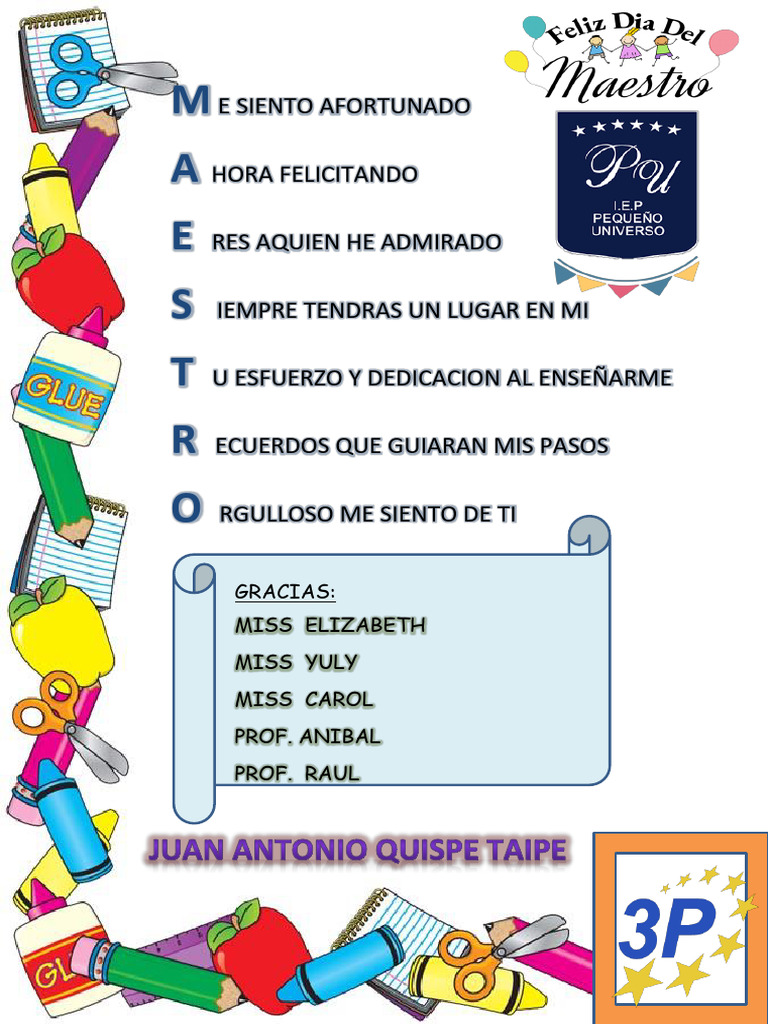 Agradecimientos a Mis Maestros | PDF