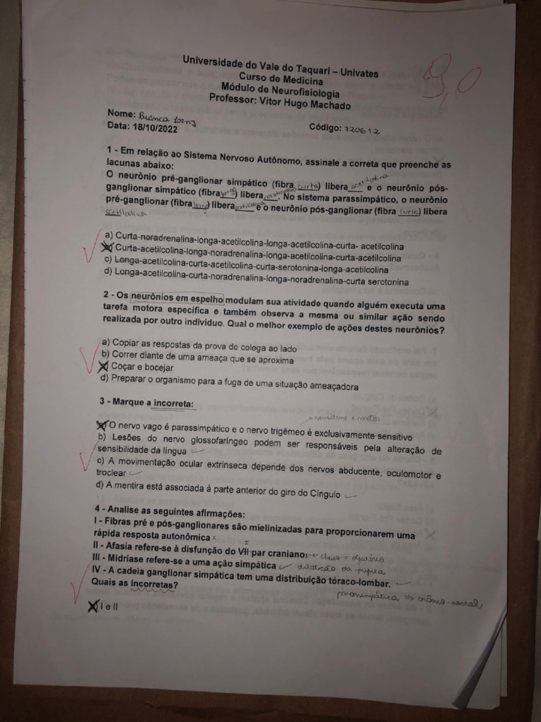 Prova 2 Neurofisiolo | PDF