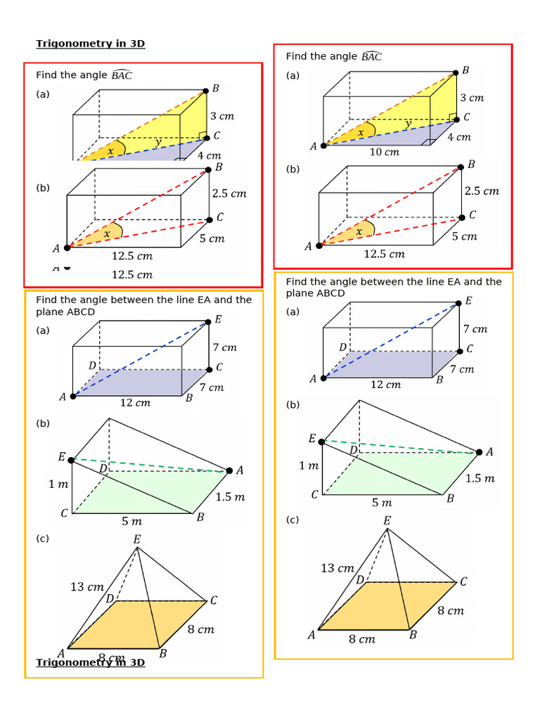 Trigonometry in 3D Practice Strips | PDF