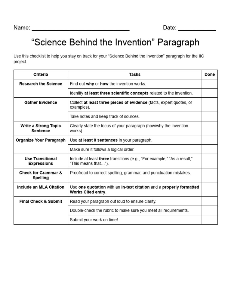 Science Behind The Invention IIC Checklist | PDF | Refrigerator ...