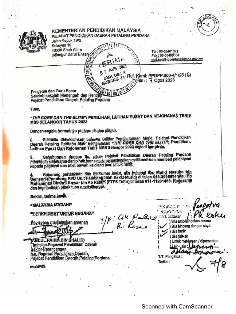 Surat MSSS Tenis | PDF