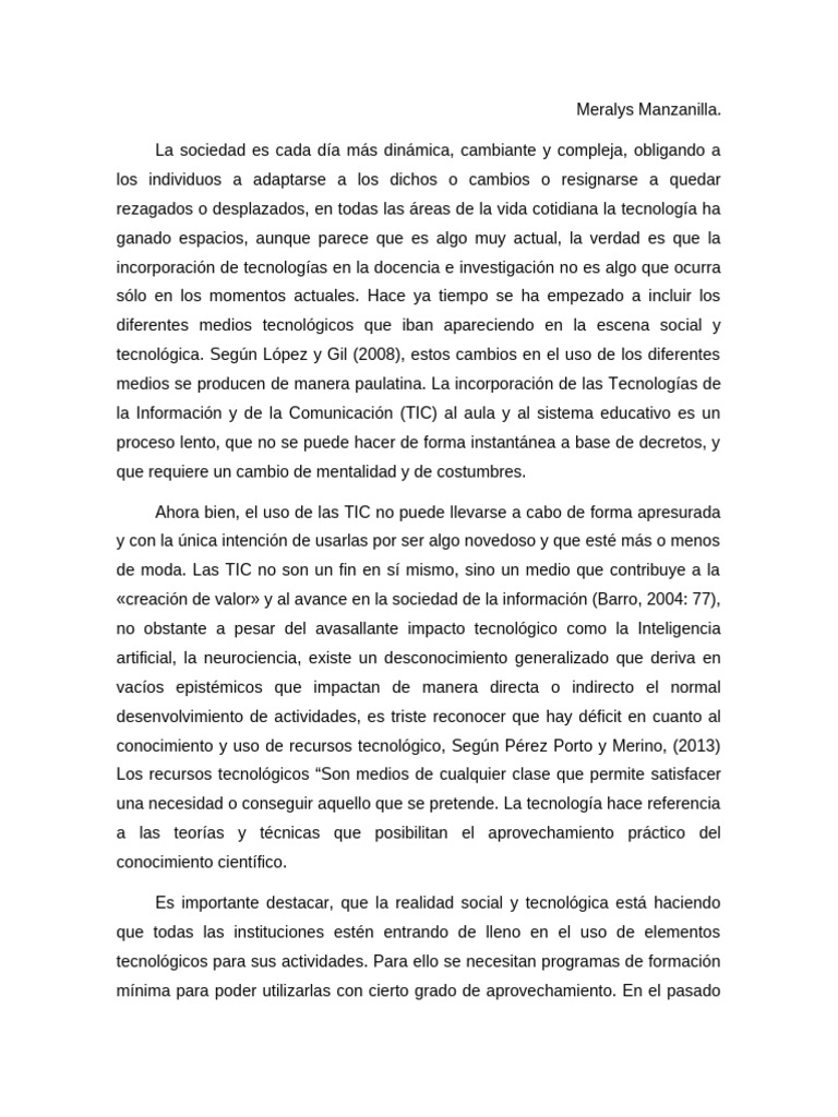 Ensayo Dra Meralys Manzanilla | PDF | Tecnología de información y ...