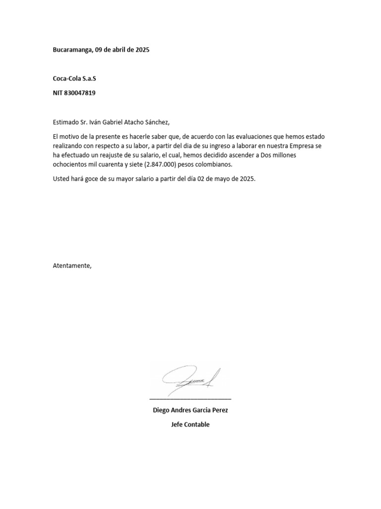 Aumento salarial para Iván Atacho 2025 | PDF